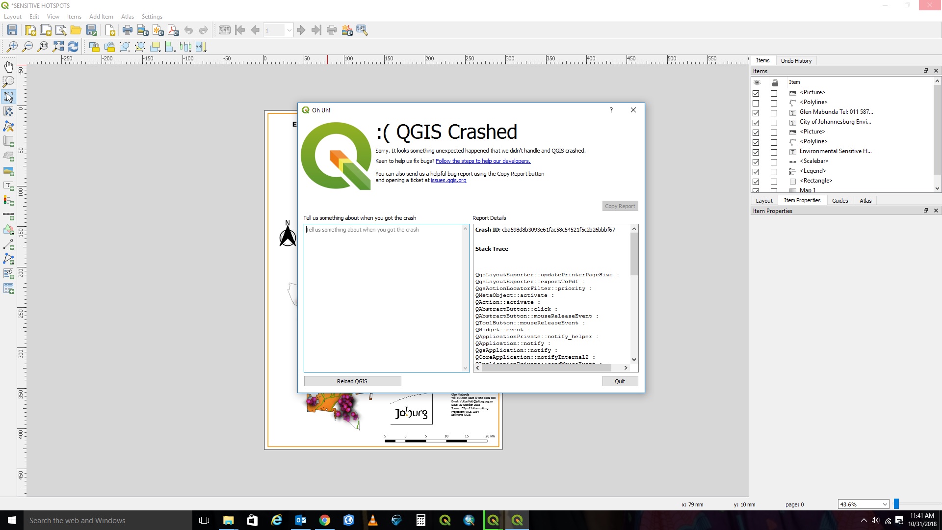 Bug report #20294: QGIS crashes when exporting a layout to pdf (and ... Bug report #20294: QGIS crashes when exporting a layout to pdf (and ...